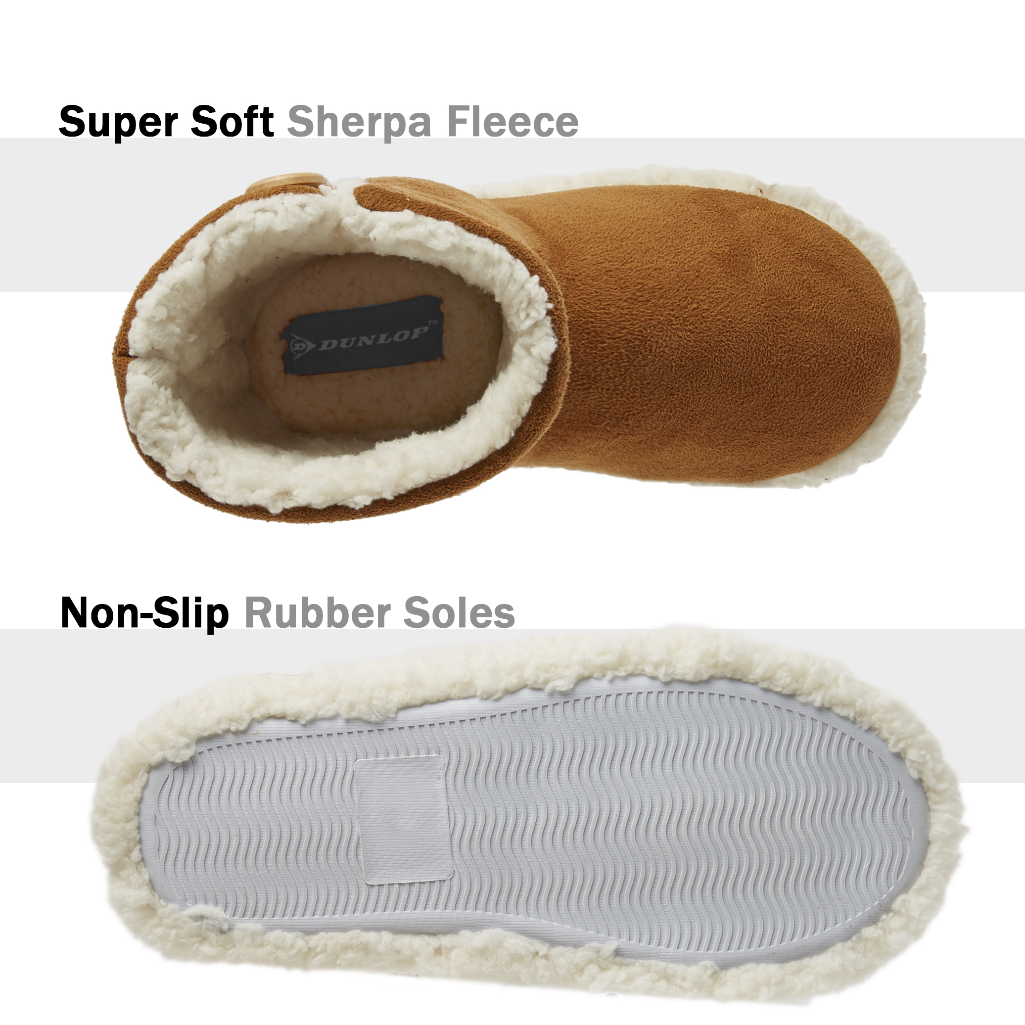 Dunlop Mens Botton Bootie Slippers Slip On Warm Lining Comfortable ...